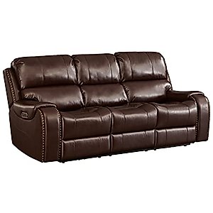 Signature Design by Ashley Latimer Power Reclining Sofa with Adjustable Headrest, Brown