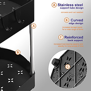 SKYSEN 2 Pack Under sink organizer, under kitchen/bathroom sink organizers and storage, under cabinet storage, Upgrade strengthening structures- Anti rust- 10 Hooks included- Black(uso-2)