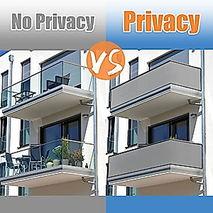 DOEWORKS 3x16FT Balcony Privacy Screen, Deck Shield Fence for Apartment, Backyard, Patio,Grey
