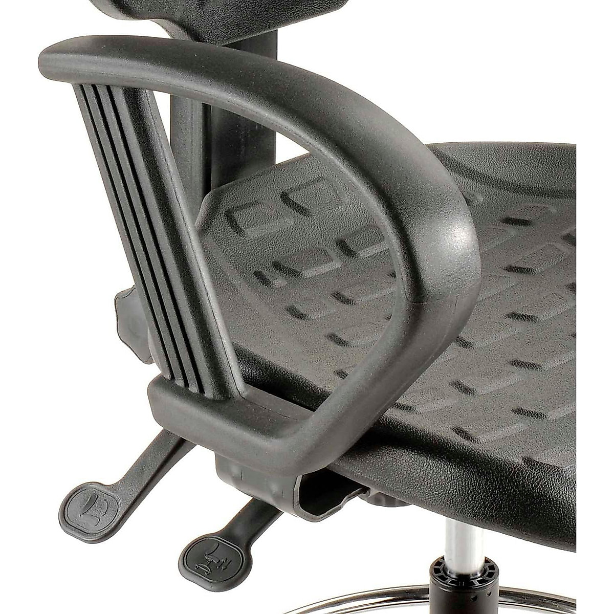 GLOBAL INDUSTRIAL 5-Way Adjustable Ergonomic Stool with Loop Armrests Black