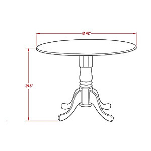 East West Furniture DMEL3-ABK-35 3 Piece Dinette Set for Small Spaces Contains a Round Dining Table with Dropleaf and 2 Doeskin Linen Fabric Parsons Dining Chairs, 42x42 Inch, Wirebrushed Black
