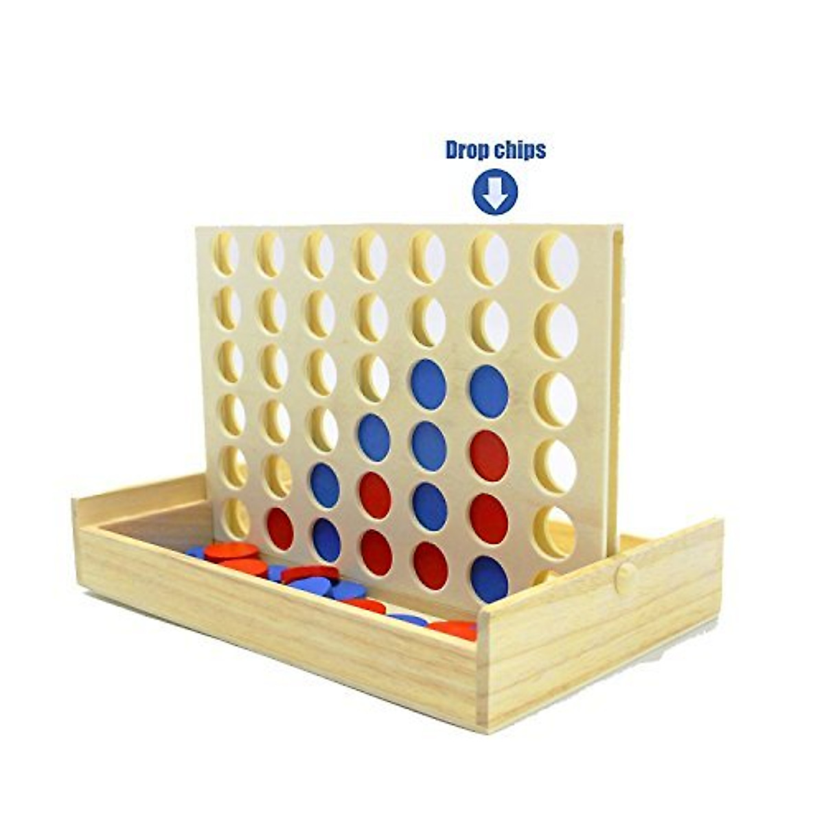 4 in a Row Wooden Board Game Foldable Line Up 4 Classic Family Toy Educational Toy for Kids and Family