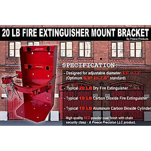 Heavy Duty 20 LB Fire Extinguisher Mount Bracket for Vehicle and Building for 20lb Dry and 10lb Co2 6.9" Diameter, Generic for 810 by amerex - Preece Precision