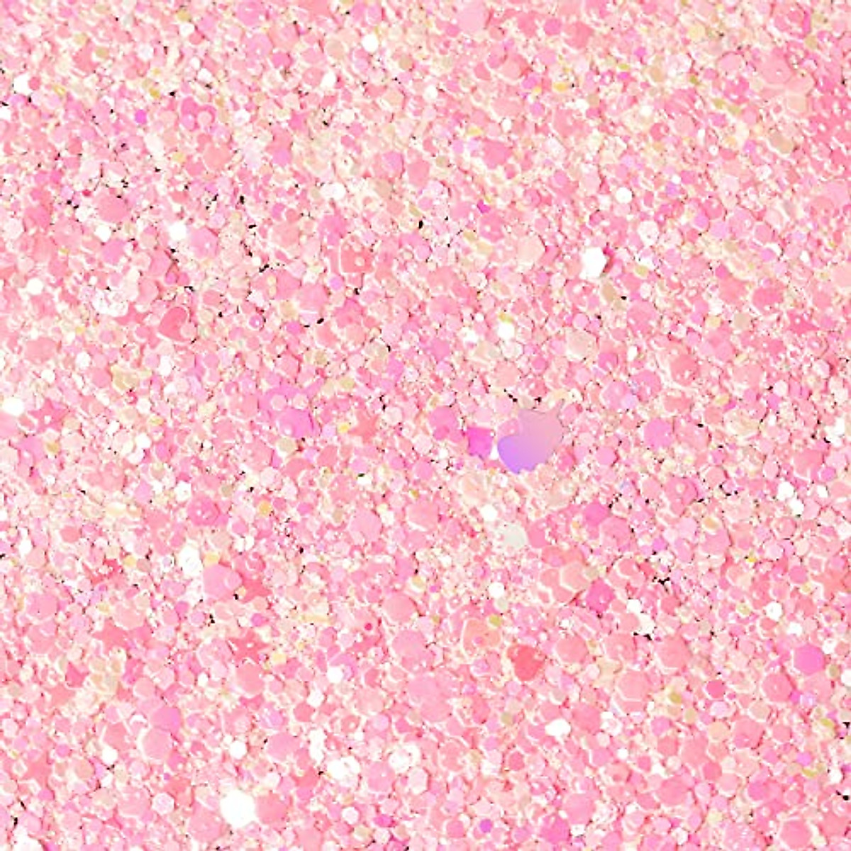 Holographic Chunky Glitter 50g Pink Body Glitter with Multi-Shapes 50g/1.76oz Sparkle Glitter for Body Face Eye Hair Makeup Glitter for Resin Project+Quick Dry Makeup Glue