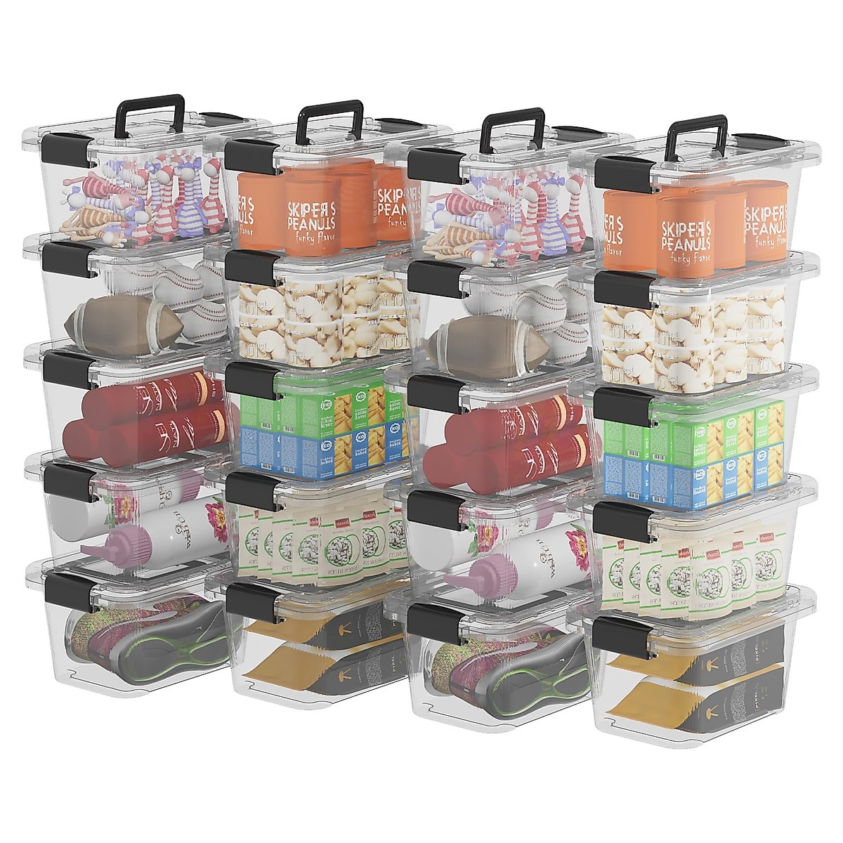 Cetomo 6.8Qt*20 Plastic Storage Bins, Storage Box, 20 Pack, Tote Organizing Container with Durable Lids, Secure Latching Buckles and Handles, Stackable and Nestable, Clear