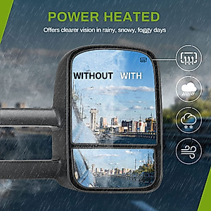 AUTOSAVER88 Tow Mirrors Compatible with 2007-2014 Chevy Silverado GMC Sierra, Power Heated Driver and Passenger Side Replacement Towing Mirror Set with Turn Signal and Dual Glass