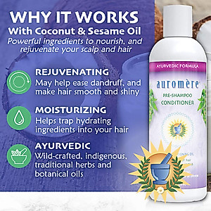 Auromere Ayurvedic Pre-Shampoo Conditioner - Vegan, Cruelty-Free, Non-GMO, Moisturizing, Paraben-Free, Sulfate-Free Hair Oil for All Hair Types (7 fl oz)
