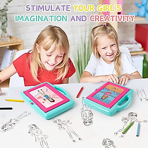 Zyerch Light Up Tracing Pad, Fashion Design Activity Kit for Girls, Eye-Soft Technology, 5 Colored Pencils, Gifts for Children Ages 6, 7, 8, 9, 10, (6035) , White