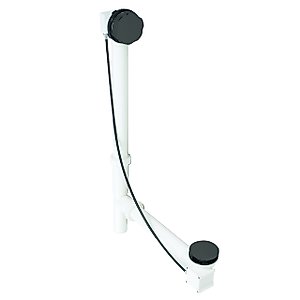 Westbrass A50P27TLE-62 27" Cable Drive Standard Bath Drain Trim Kit with Rotary Overflow Cover Knob, Pop-Up Stopper and Poly Tubular Pipes & Fittings, Matte Black