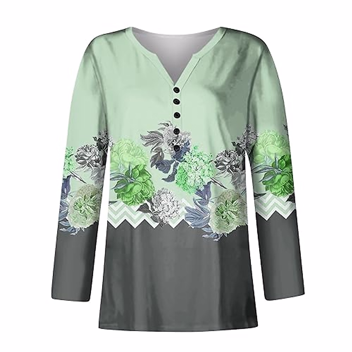 CzctKHun Long Sleeve Tops Long Sleeve Shirts for Women Womens Long Sleeve Shirts Womens Long Sleeve Tops V-Neck Pleated Pullovers Button Up Printing T-Shirt Comfy Tees Lightweight Sweatshirt