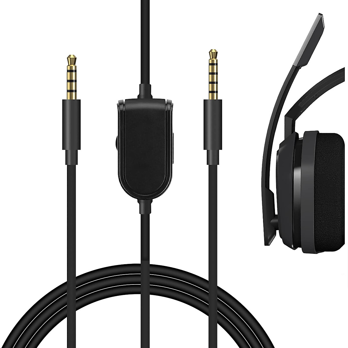 Geekria QuickFit Audio Cable with Mic Compatible with Astro A40 tr, A40, A30, A10, A10 Gen 2 Gaming Headsets Cable, 3.5mm Aux Replacement Stereo Cord with Inline Microphone (6 ft/2 m)