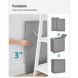 SONGMICS Sturdy Double Laundry Hamper with Lid, Removable Fabric Bag, 142L Large Clothes Hamper 2 Section, Laundry Basket with Handles for Closet, Laundry Room, Bedroom, Bathroom, Gray ULCB02G