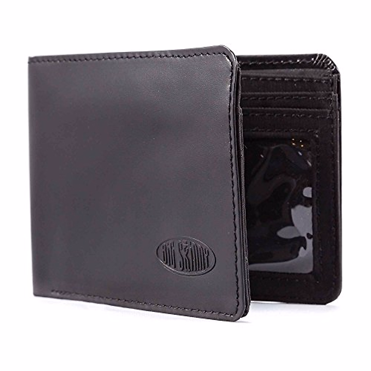 Big Skinny Men's L-Fold Passcase Leather Slim Wallet, Holds Up to 30 Cards, Black