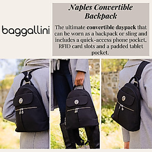 Baggallini womens Naples Convertible Backpack, Black, One Size US