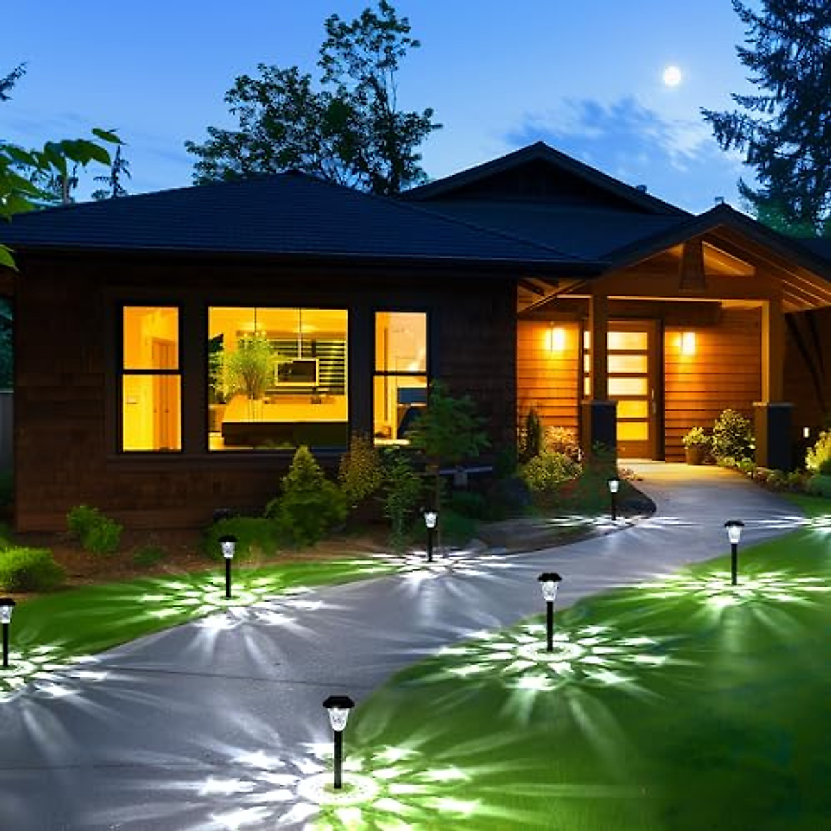 GIGALUMI Solar Outdoor Lights,Solar Lights Outdoor Waterproof 16 Pack,Cool White Solar Pathway Lights for Outside,Outdoor Lights Solar Powered Garden Decoration for Pathway,Patio,Lawn,Yard