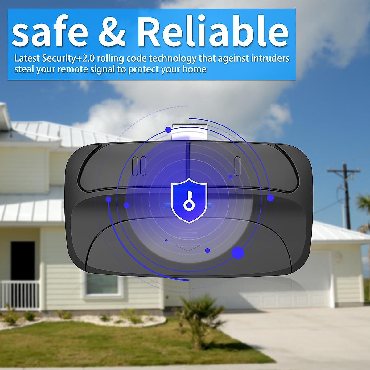 Universal Garage Door Opener Remote Compatible with LiftMaster Chamberlain Genie Craftsman Linear Wayne Dalton Overhead Door and More has Learn Button or Dip Switch