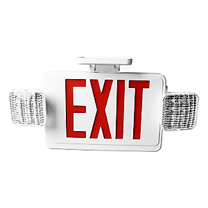 Led Exit Signs With Emergency Lights, Emergency Exit Sign With 2 Emergency Light AC85 to 265V Red Emergency Signage for Schools, Churches, Hospitals
