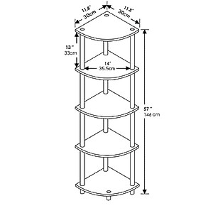 SHENGTIAN 5 Tier Corner Shelves, Multipurpose Shelving, Corner Bookshelf Plant Stand, Corner Storage for Living Room, Kitchen, Home Office