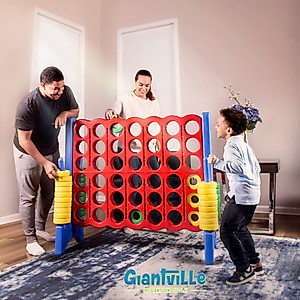 Giantville Giant 4 in a Row Connect Game + Storage Carry Bag - 4" Wide X 3.5" Tall - Oversized Jumbo Sized Entertainment for Outdoor/Indoor Play for Kids & Adults - Durable Waterproof - 2024 Version