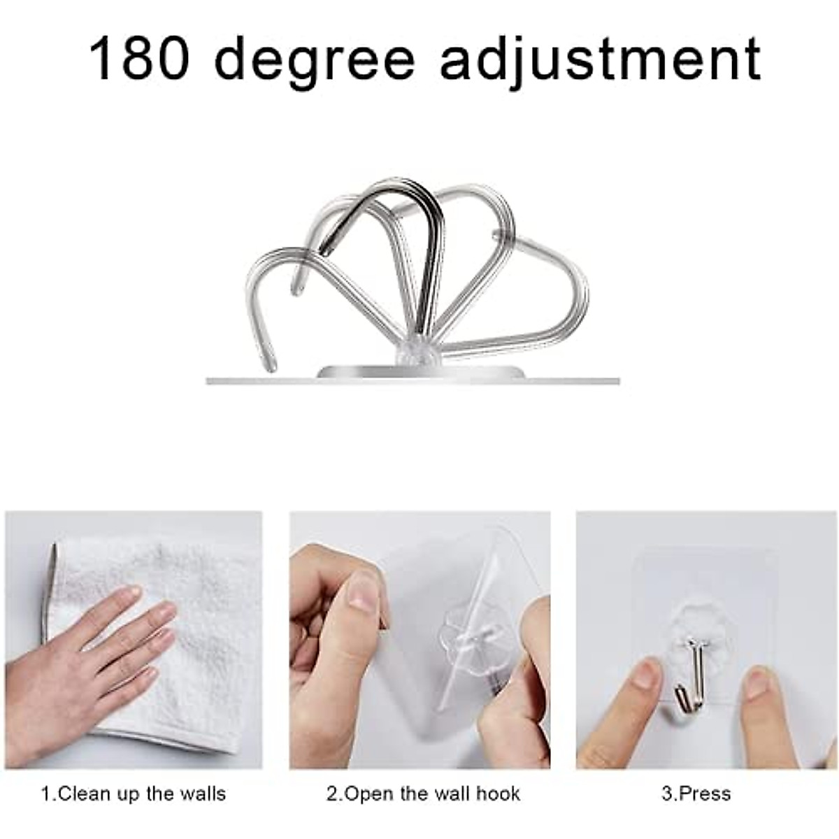 SUF Adhesive Hooks Kitchen Wall Hooks- 20 Packs Heavy Duty 13.2lb(Max)Coat and Towel Adhesive Hooks,Wall Hangers Waterproof and Oilproof for Bathroom,Kitchen and Home Sticky Hooks