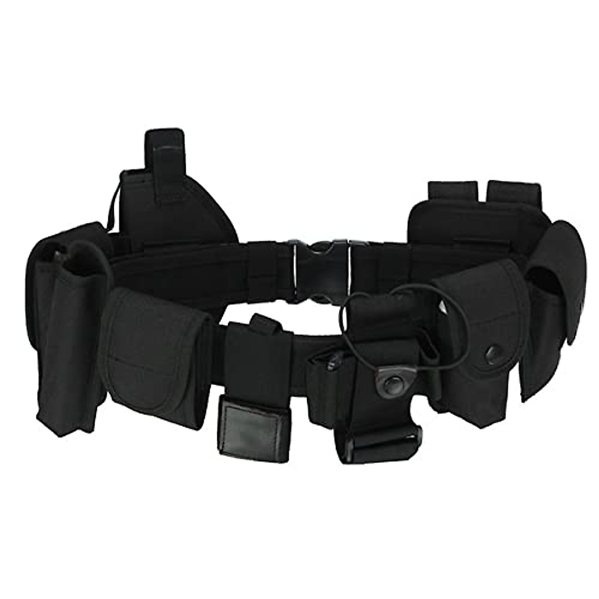 Davi Collection 10 in 1 Tactical Duty Belt, Utility Modular Equipment System Nylon Military Enforcement Belt with Pouches for Security Police, Adjustable 35-45" Black