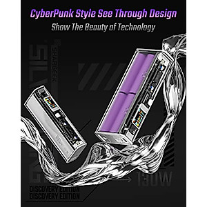 Shargeek 130W STORM2 Slim Transparent Power Bank with LED Display Screen & Shargeek Retro 35W USB C Fast Charger