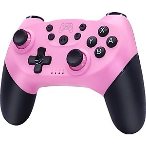 Rzzhgzq [2024 New Version] Wireless Controller for Switch/Switch Lite,Pink Switch Pro Controller Gamepad Joypad Remote with Gyro Axis, Turbo and Adjustable Dual Shock Wireless Controller for Girl