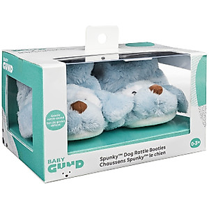 Baby GUND Spunky Puppy Rattle Booties Plush Baby Infant Shoes, Blue, One Size Fits All