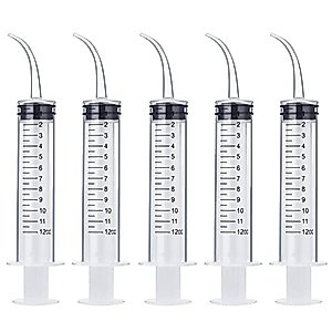 Wisdom Teeth Syringe, 5 Pack Irrigation Dental Syringes with Measure Scale & Curved Tip for Dental Care Liquid Oral Tonsil Stone