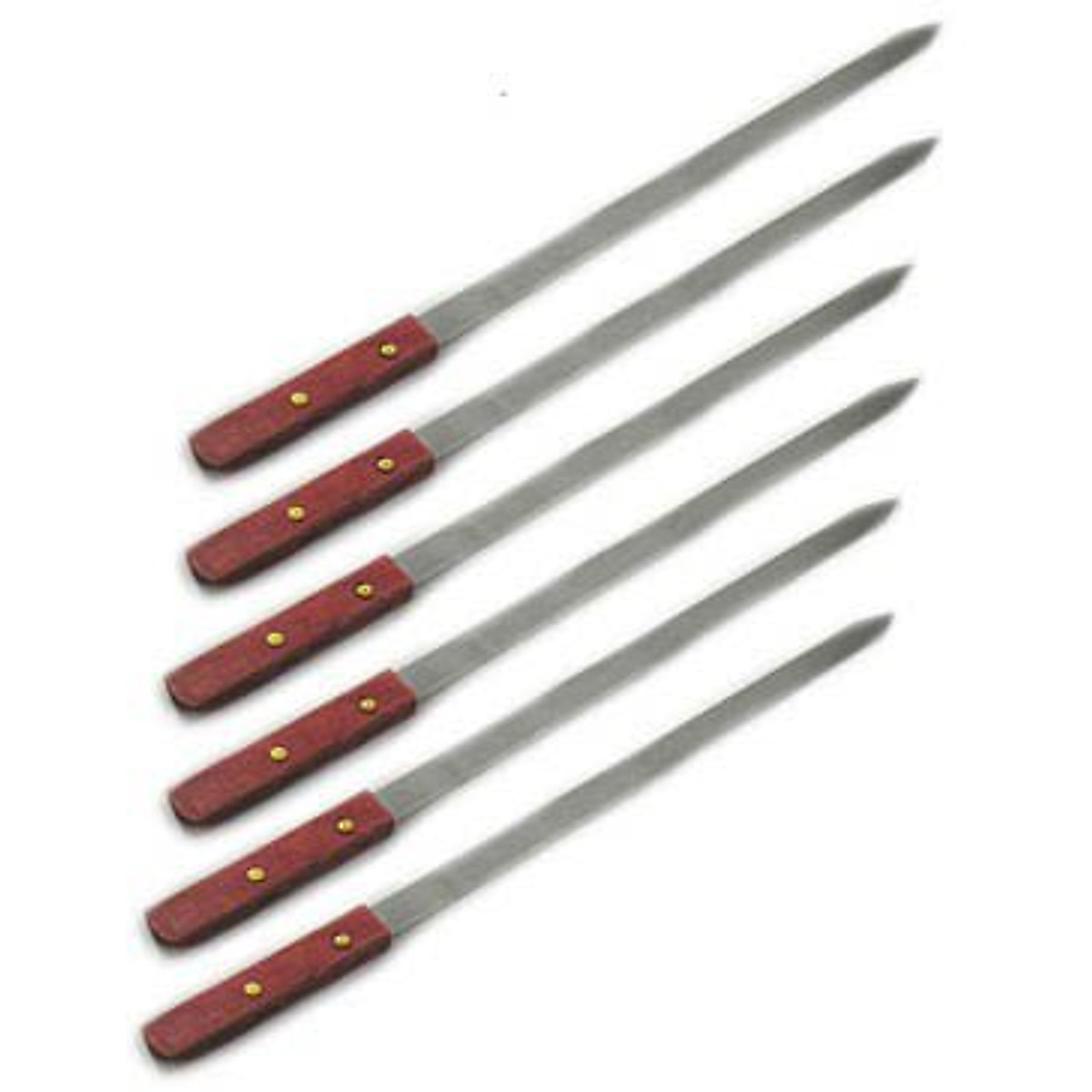 NEW, 23-Inch Long, Large Stainless Steel Brazilian-Style BBQ Barbecue Skewers, Shish Kebab Kabob Skewers, 1-Inch Wide Blade, Set of 6