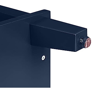 Crosley Furniture Cora Drop Leaf Kitchen Island Microwave Stand, Coffee Bar with Storage Drawers and Shelves, Navy