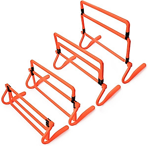 6-Pack of Agility Hurdles with Adjustable Height Extenders – Neon Orange Set & Carry Bag – Plyometric Fitness & Speed Training Equipment – Hurdle/Obstacles for Soccer, Football, Track & Field & More