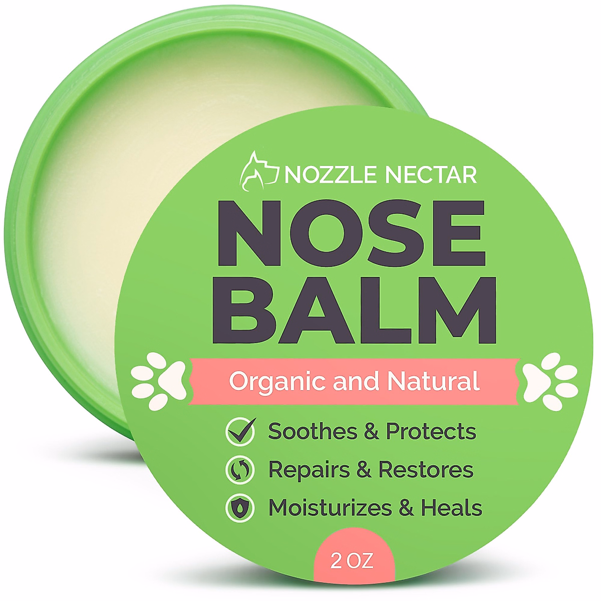 Dog Nose Balm - 100% Organic & Natural Nose Moisturizer and Healing Cream Butter - Dog Dry Nose Treatment and Moisturizer - Heals, Repairs & Protects Chapped, Damaged & Rough Noses