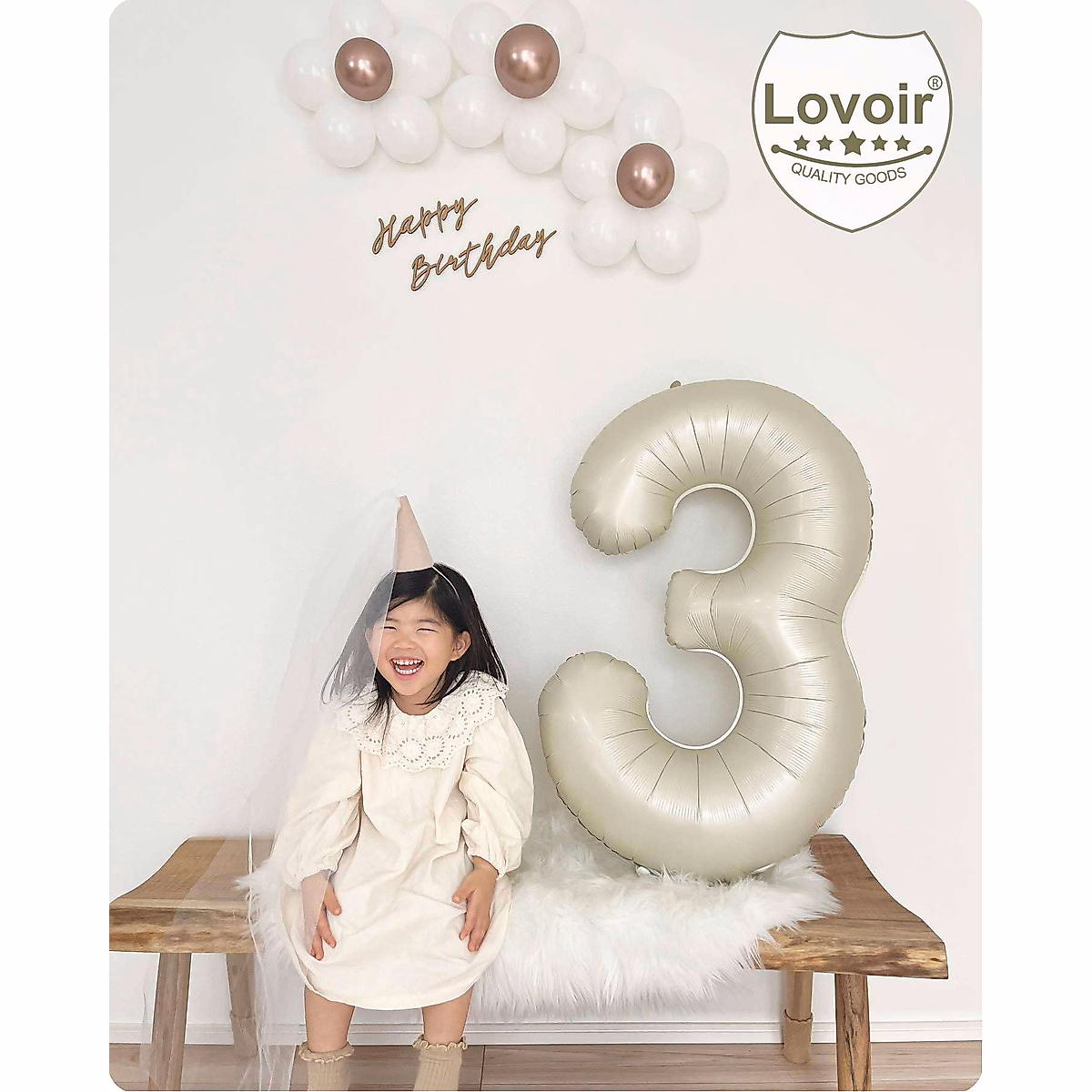40 Inch Cream Sand White Number 1 Balloon Large Size Jumbo Digit Mylar Foil Helium Balloons for Birthday Party Celebration Decorations Graduation Anniversary Baby Shower Photo Shoot