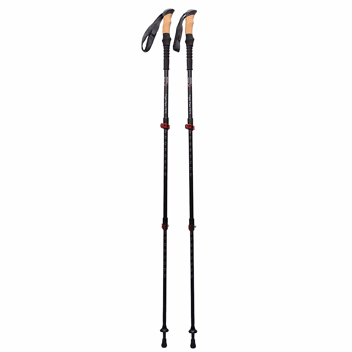 Mons Peak IX Tiger Paw 7075 Trekking Poles for Hiking, Trekking, Walking, Snowshoeing - Cork Grip, Collapsible, Adjustable, Telescoping Lightweight