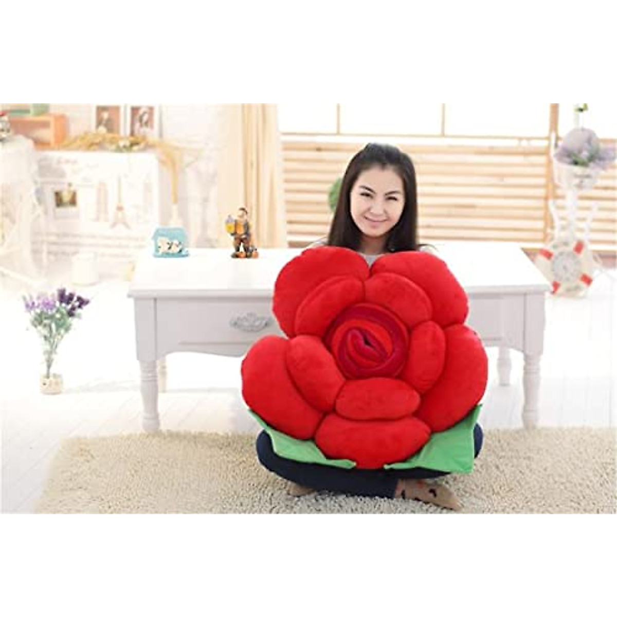 AZCHEN Flower Pillow Standard Throw Pillow Decorative Pillow Cushion Patio Furniture Cushions Home Chair Cushion (11.8inch, Red)