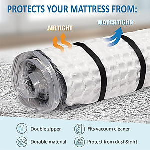 Queen/Full/Full-XL Foam Mattress Vacuum Bag for Moving, Vacuum Seal Mattress Bag with Straps