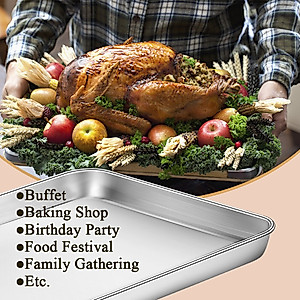 Baking Sheet Set of 2, Stainless Steel Baking Pans for Toaster Oven, Footek Cookie Baking Sheet 12.5L×10W×1H inch, Healthy & Superior Mirror Finish, Dishwasher Safe Baking Sheets