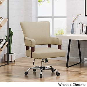 Great Deal Furniture May Traditional Home Office Chair, Wheat and Chrome