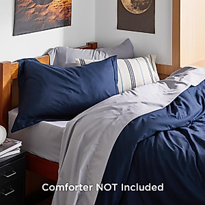 Bedsure Duvet Cover Twin/Twin XL Size - Soft Double Brushed Bedding Set for Kids & Adults, Zipper Closure, 2 Pieces, Includes 1 Duvet Cover (68"x90") & 1 Pillow Sham, NO Comforter, Navy Blue