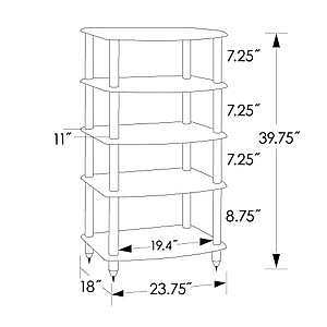 Pangea Audio Vulcan Rack and Glide Feet Bundle Espresso Five Shelf Audio Rack Media Stand Components Cabinet and Feet Set of 4