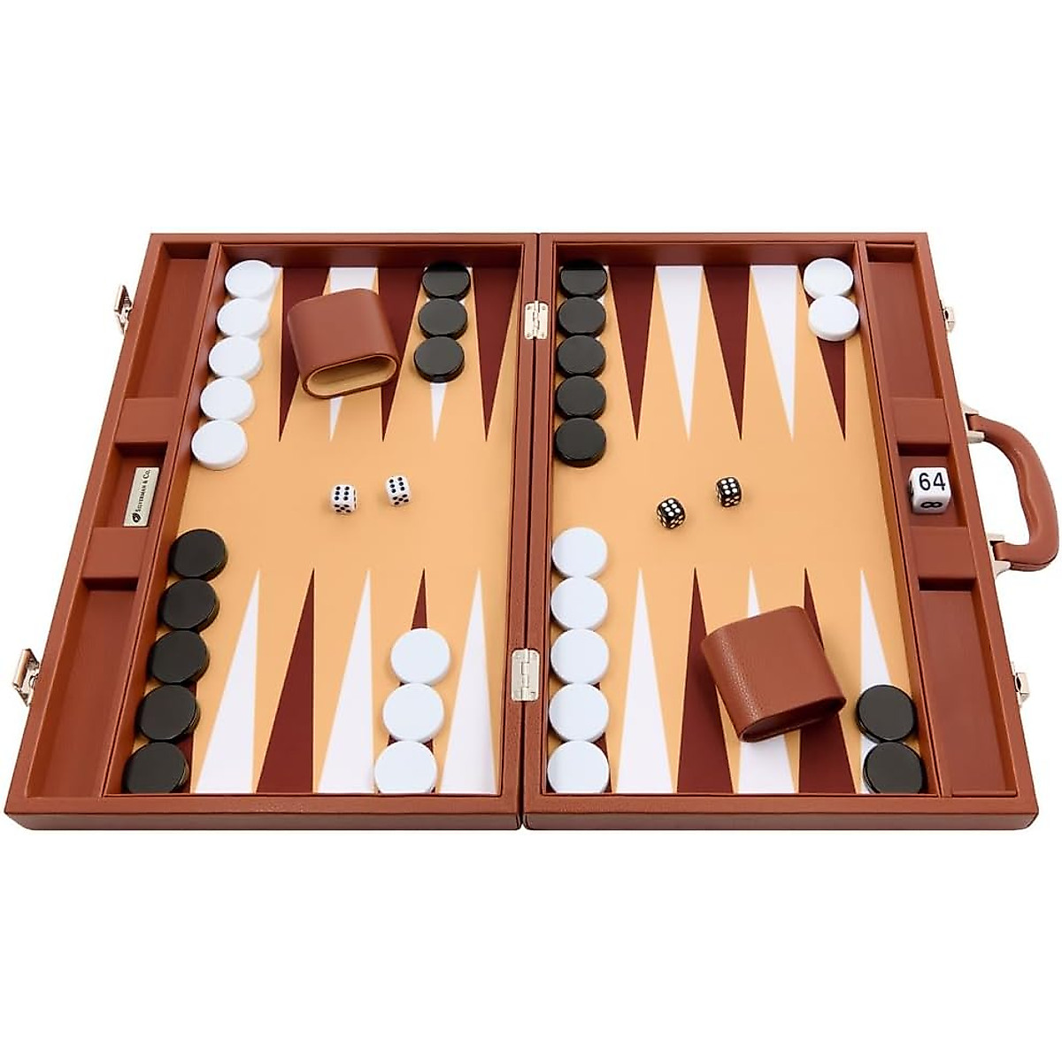 Silverman & Co. 19-inch Premium Backgammon Set - Desert Brown Board