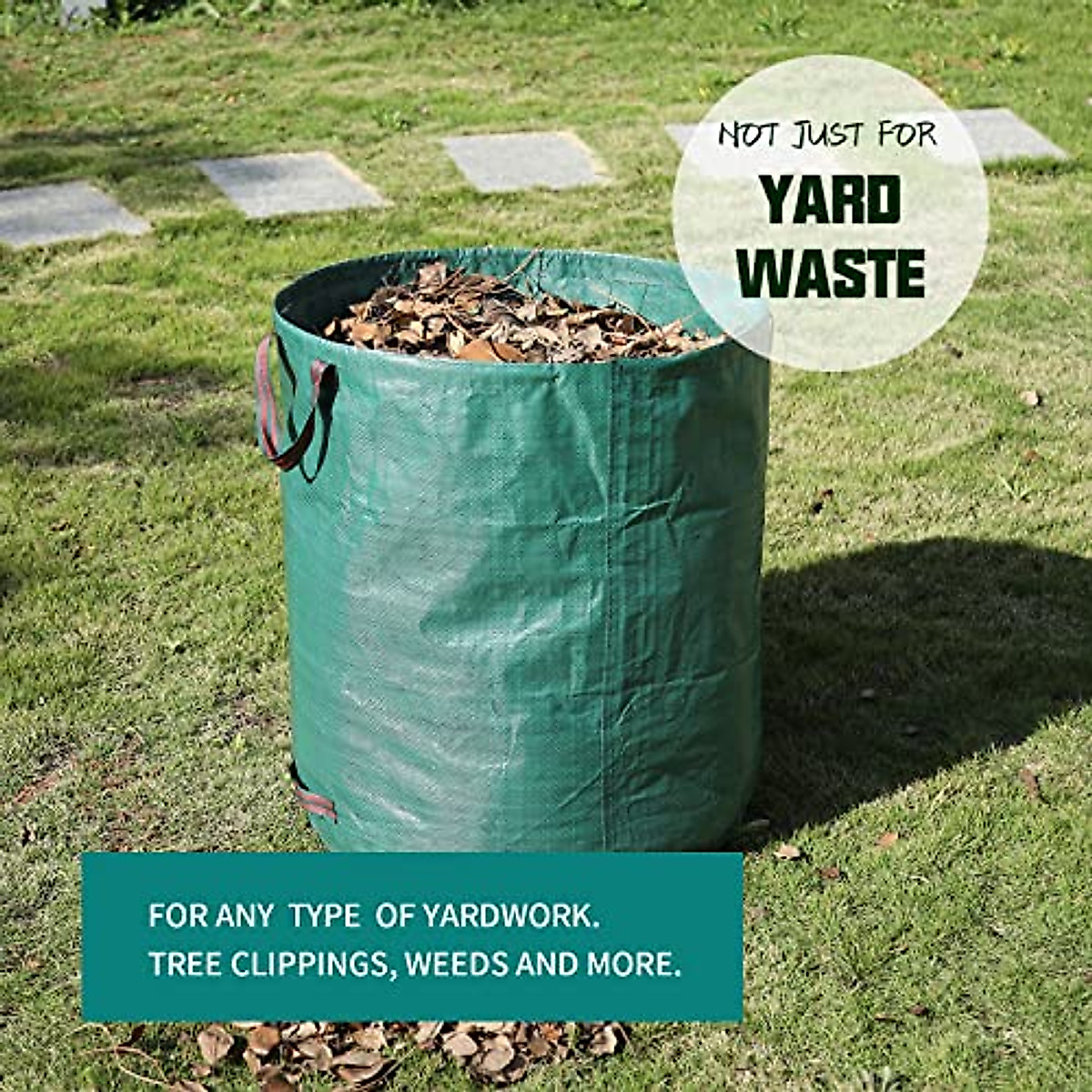 JERIA 6-Pack 72 Gallons Reusable Garden Waste Bags with 4 Handles ,Lawn Pool Garden Heavy Duty Waste Bag for Loading Leaf,Trash ,Yard Waste Bags (H30" X D26")