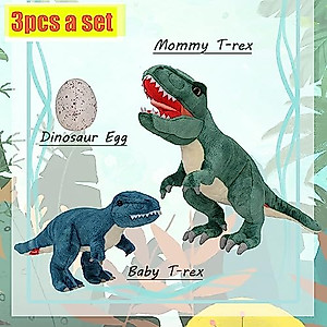 Wilomis Dinosaur Stuffed Animal 12” Mommy with Baby, 3 Pieces of Cute Dinosaur Plush Toys Dino Plushies for Kids Girls Boys Set（T-rex Family）