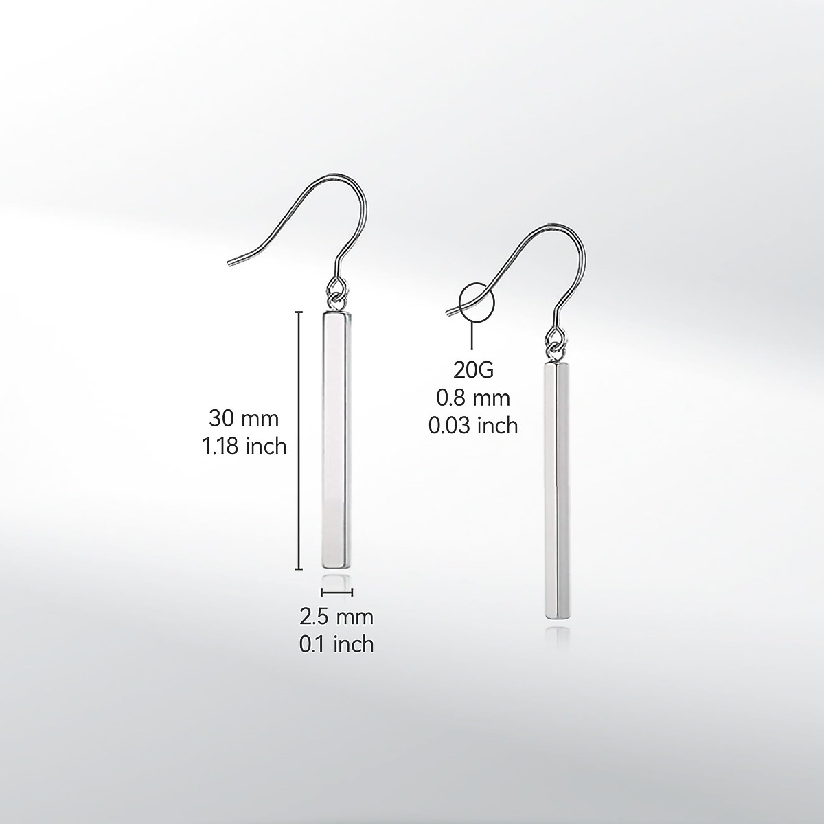 Limerencia Pure Titanium Vertical Bar Dangle Earrings,Lightweight Drop Earrings Hypoallergenic for Sensitive Ears Women (30mm, Shiny grey)