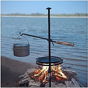 Adjustable Swivel Campfire Grill Heavy Duty BBQ Steel Grate, HZGAMER Over Fire Pit Camping Grill for Outdoor Barbecue Over Open Fire