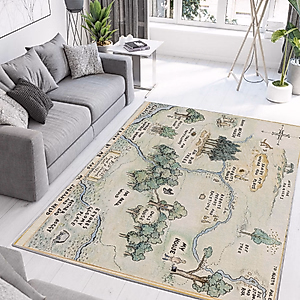 SHOUSE 100 Acre Wood Map Rug, Winnie The Pooh Hundred Acre Wood Rug, Winnie The Pooh Area Rug for Nursery, Washable Rug, Winnie The Pooh Rug for Nursery, Living Room Rug, Nursery Rug (72 * 48 inches)