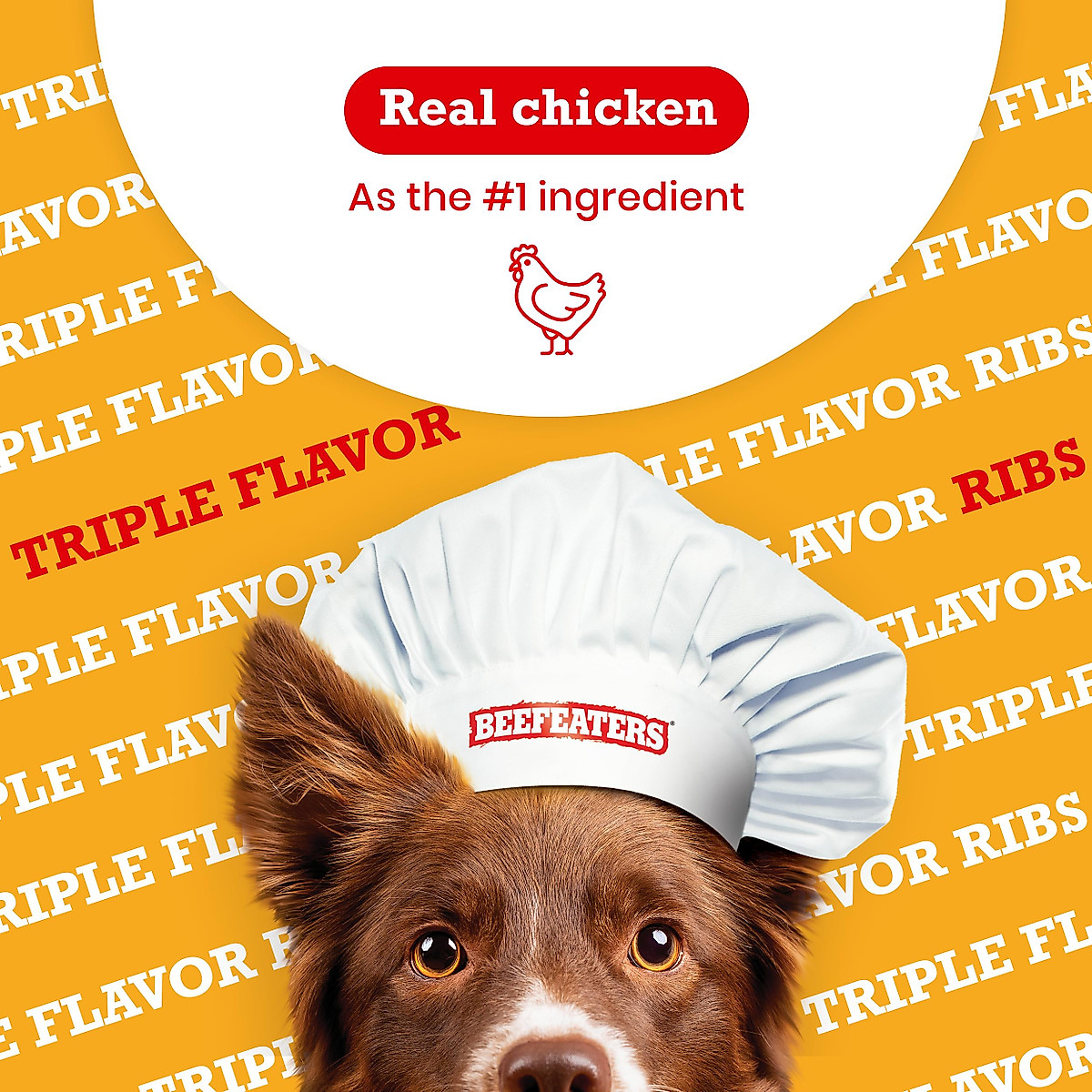 Beefeaters Dog Treats - Triple Flavor Ribs 1.65oz Case of 12 | Rawhide Dog Treats Wrapped with Real Chicken | Promotes Dental Health | Dog Food Long-Lasting Chew | Training Treats for All Dog Sizes