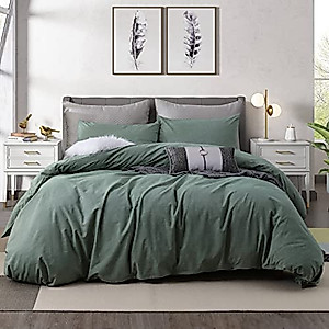 Ventidora 3 Piece Duvet Cover Set Cal King Size,100% Organic Washed Cotton with Linen Feel Like Textured, Luxury Soft and Breatheable Bedding Set with Zipper Closure(1 Duvet Cover + 2 Pillowcases)