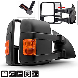 ACANII - Telescoping Power Heat LED Signal Towing Side Mirrors Left+Right For 99-07 Ford F250 F350 F450 F550 Super Duty